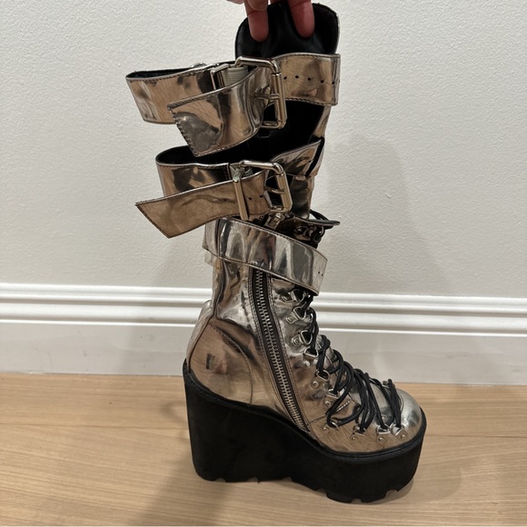 Dolls Kill | Shoes | Current Mooddolls Kill Metallic Platform Boots ...
